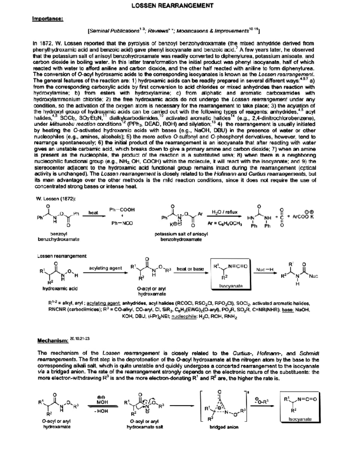 Lossen Rearrangement - LOSSEN REARRANGEMENT Importance Seminal ...