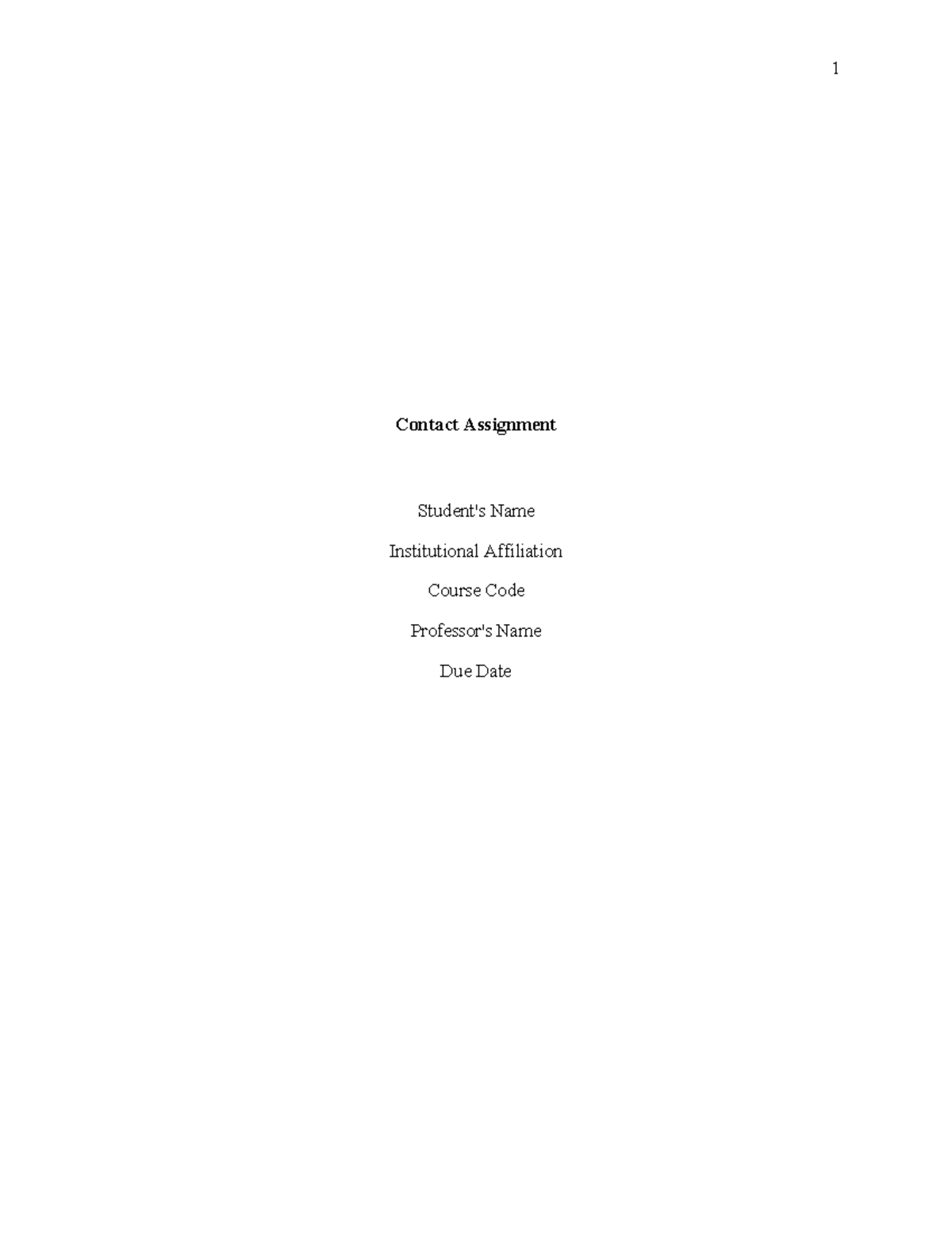 5701- Sample - Contact Assignment - Contact Assignment Student's Name ...