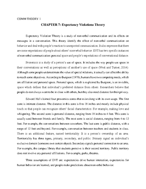 Communication Theory - Expectancy Violations Theory - COMM THEORY 1 ...