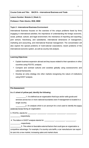 International Trade and Business - ACTIVITY NO. 2 Jarell Carven L ...