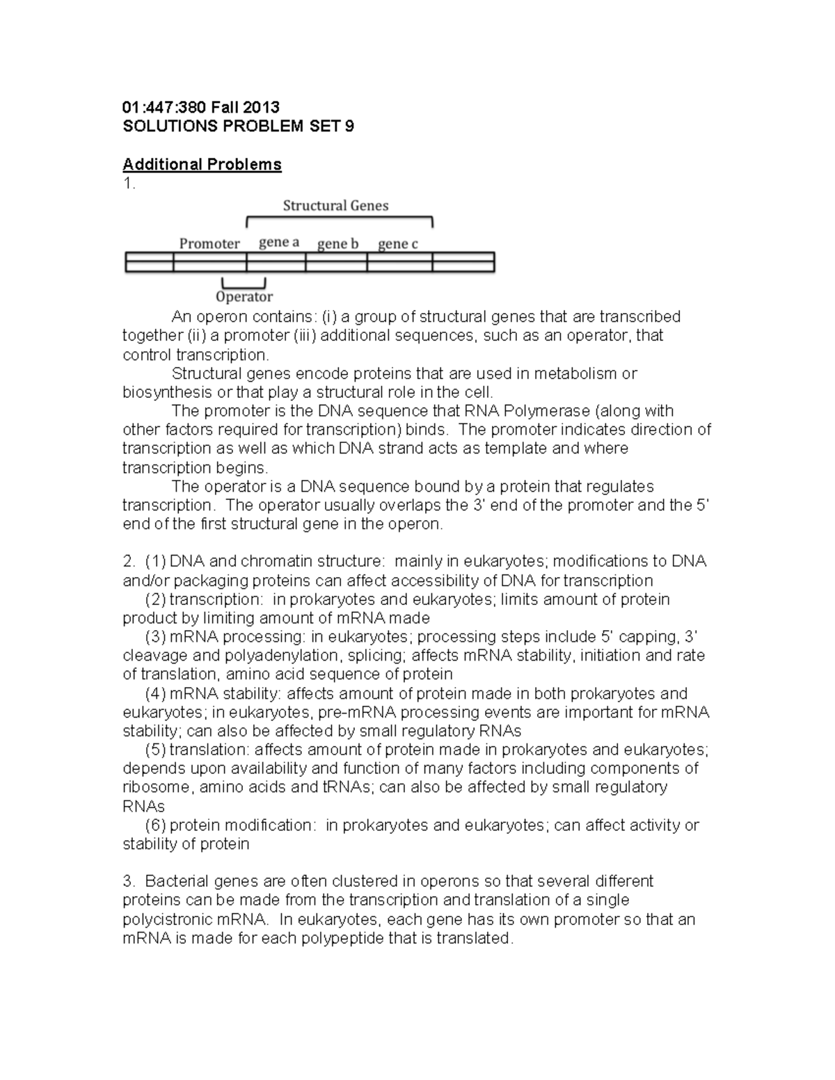 Problem Set 9 Solutions 01 447 380 Fall 2013 Solutions Problem Set 9