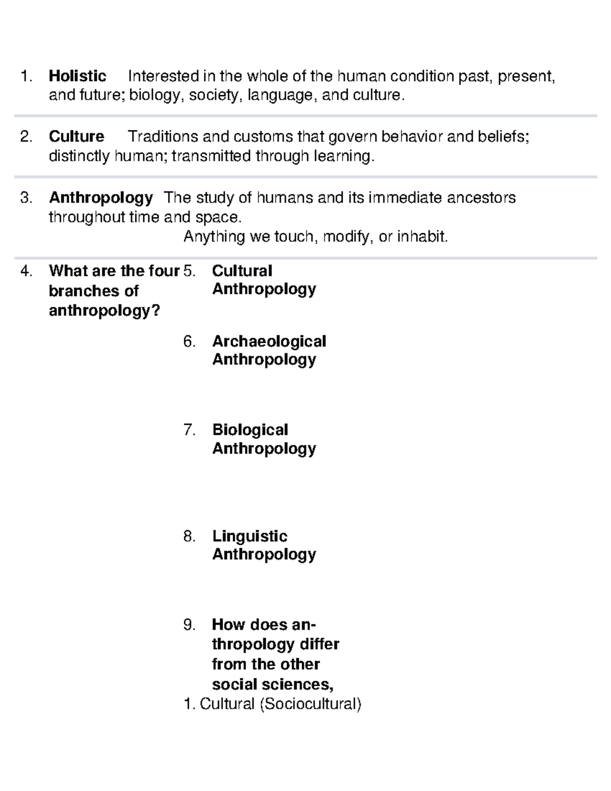 Anthropology notes taking 1 - Holistic Interested in the whole of the ...