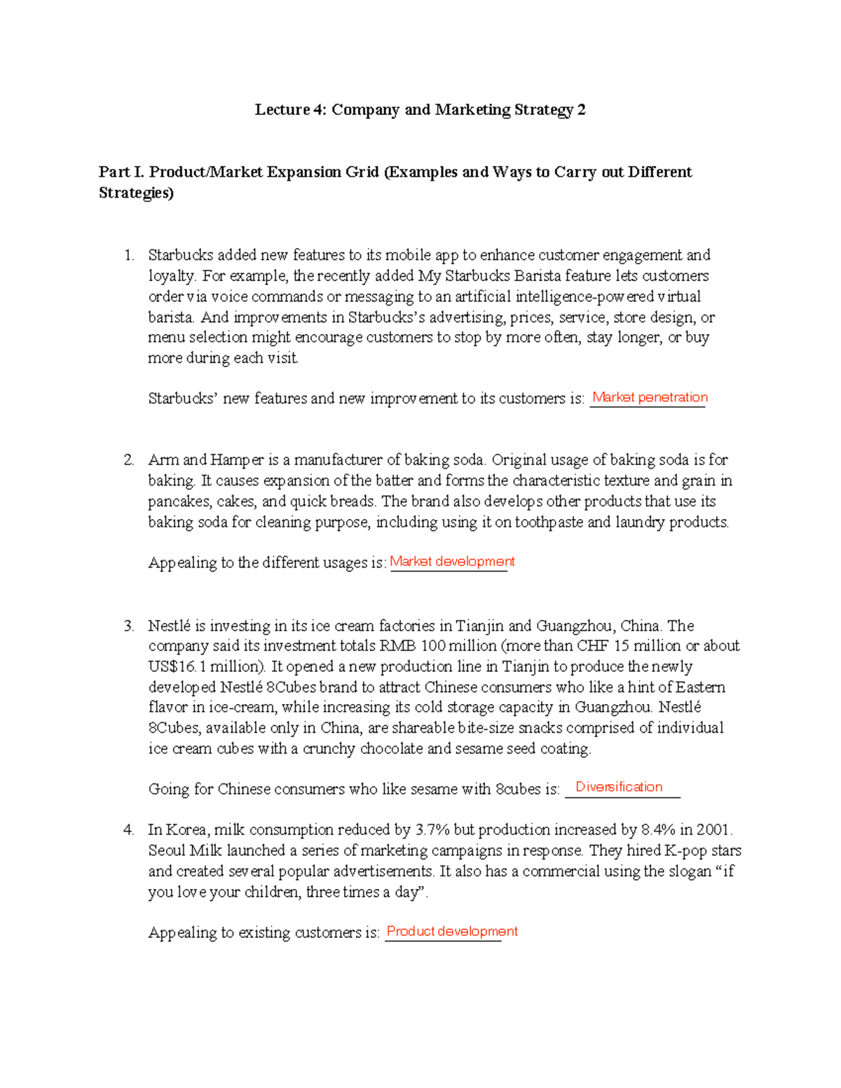 Lecture 4 Worksheet - mark - Lecture 4: Company and Marketing Strategy ...