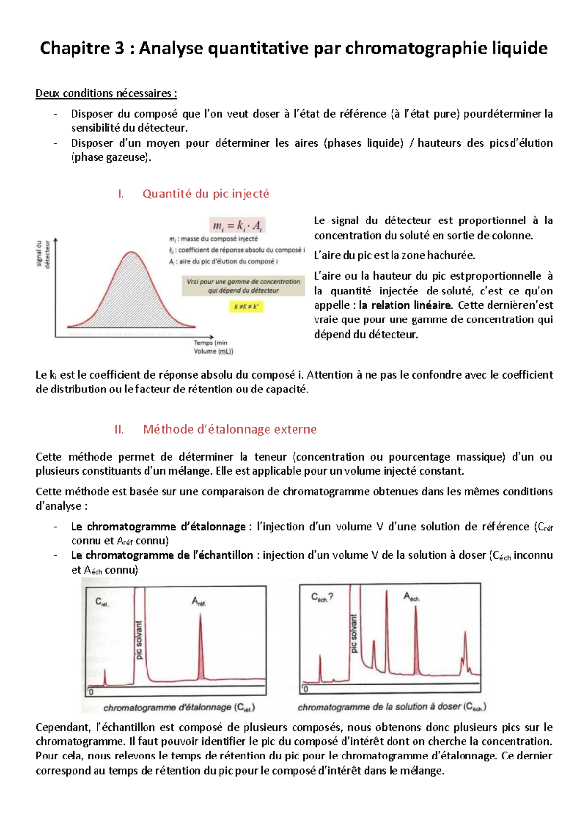 Chapitre 3 Analyse quantitative par chromatographie liquide - Chapitre ...