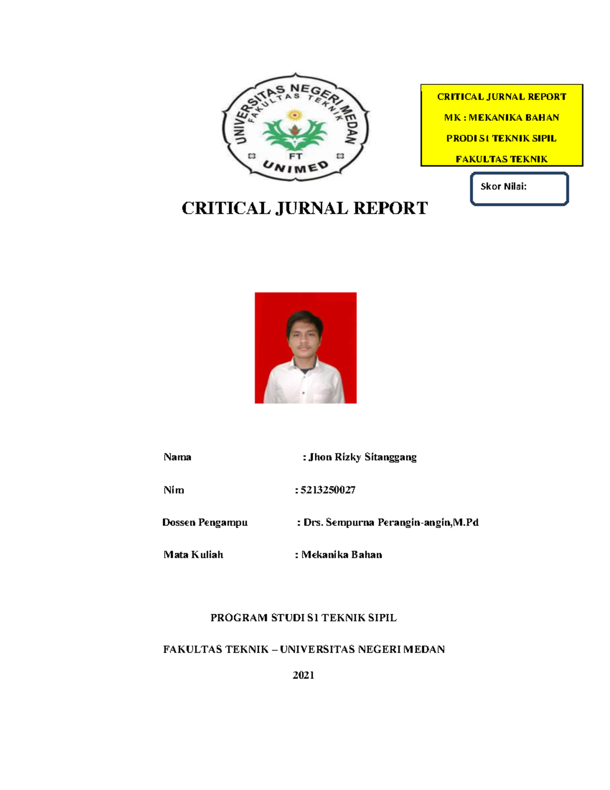 Journal Review Analisis Struktur - CRITICAL JURNAL REPORT Nama : Jhon ...
