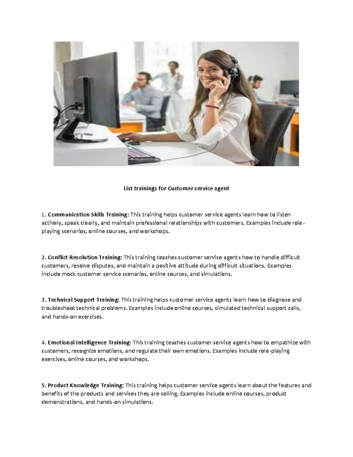 Customer service agent - Training - List trainings for Customer service ...
