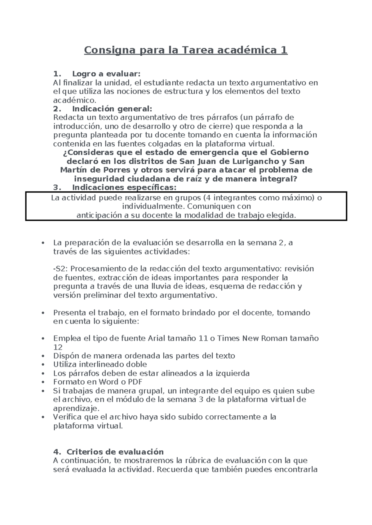 Tarea académica 1 - TA1 - Consigna para la Tarea académica 1 1. Logro a evaluar: Al finalizar la ...