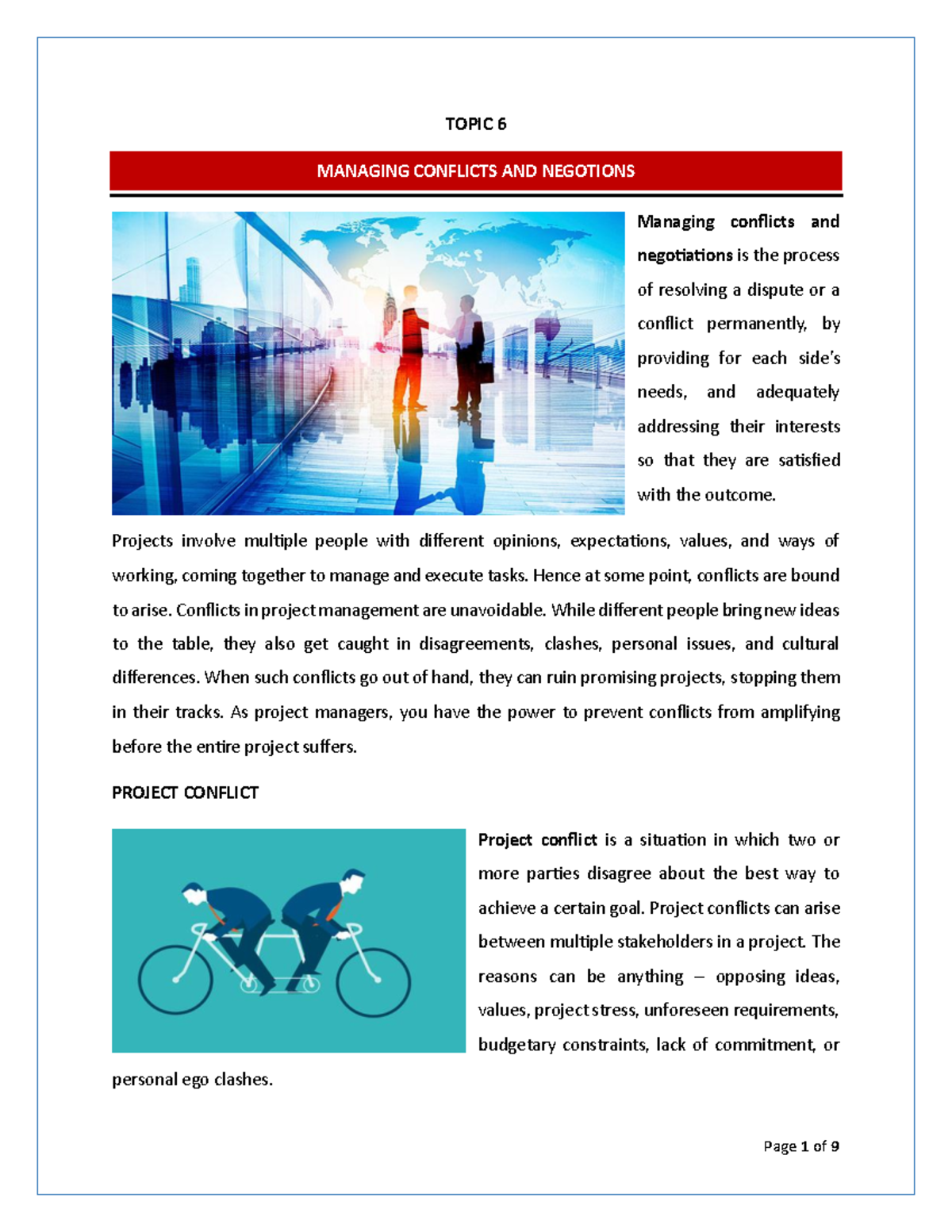Topic 206 Managing 20 Conflicts 20and 20 Negotiations Topic 6
