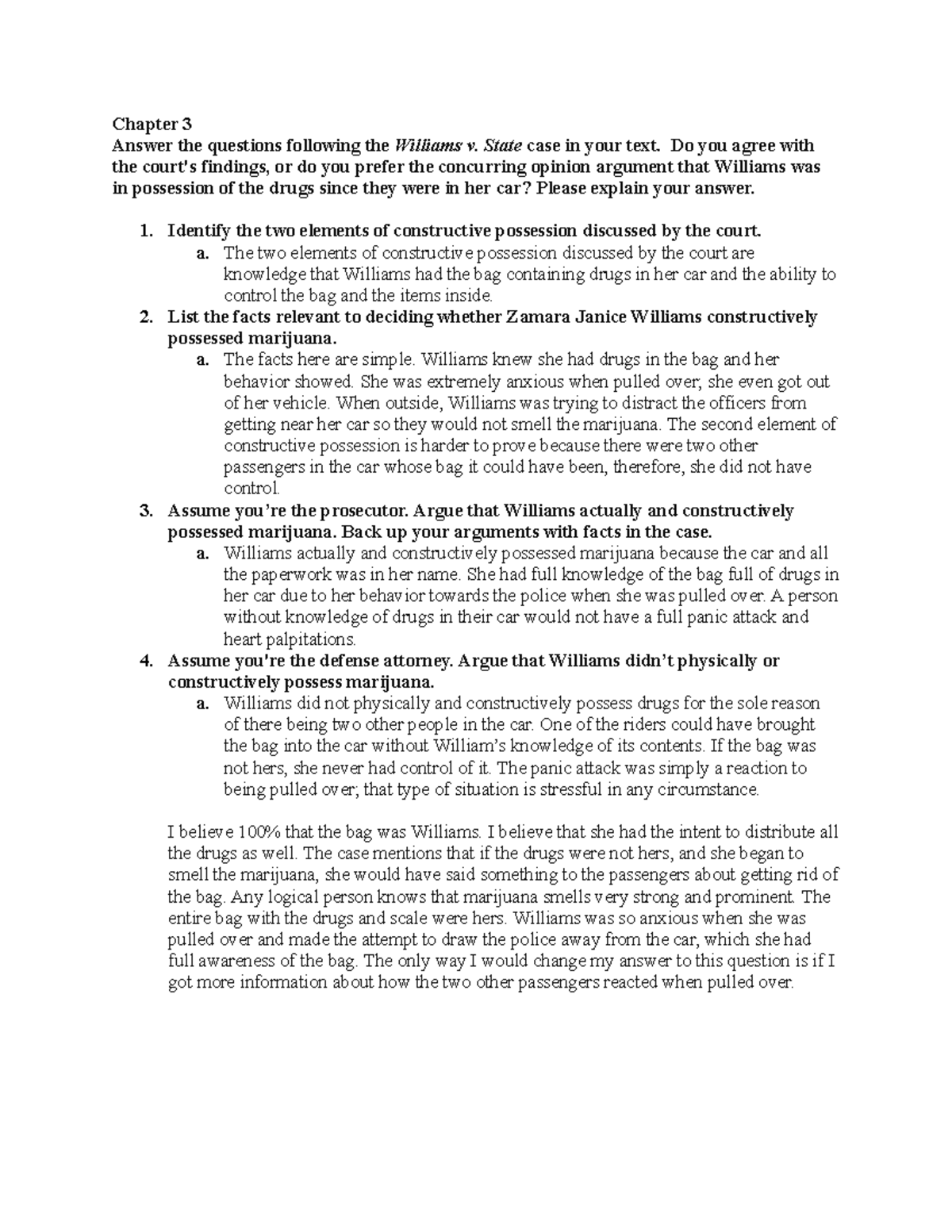 Chapter 3-Williams v State Possession - Chapter 3 Answer the questions ...