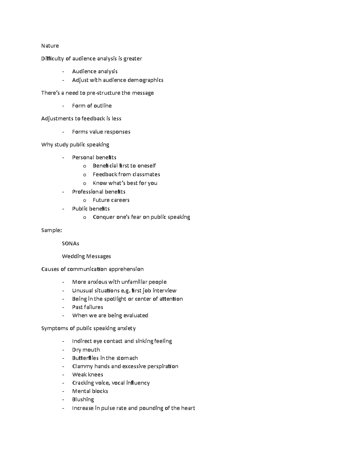 Public Speaking - Nature Difficulty of audience analysis is greater ...