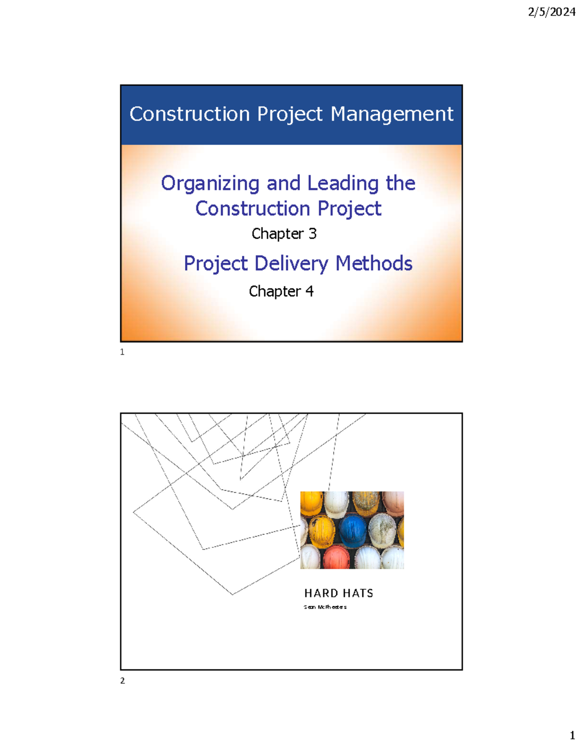 CNST1361 Session 3 Chapters 03-04 Spring 2024 - Construction Project Management Fourth Edition ...