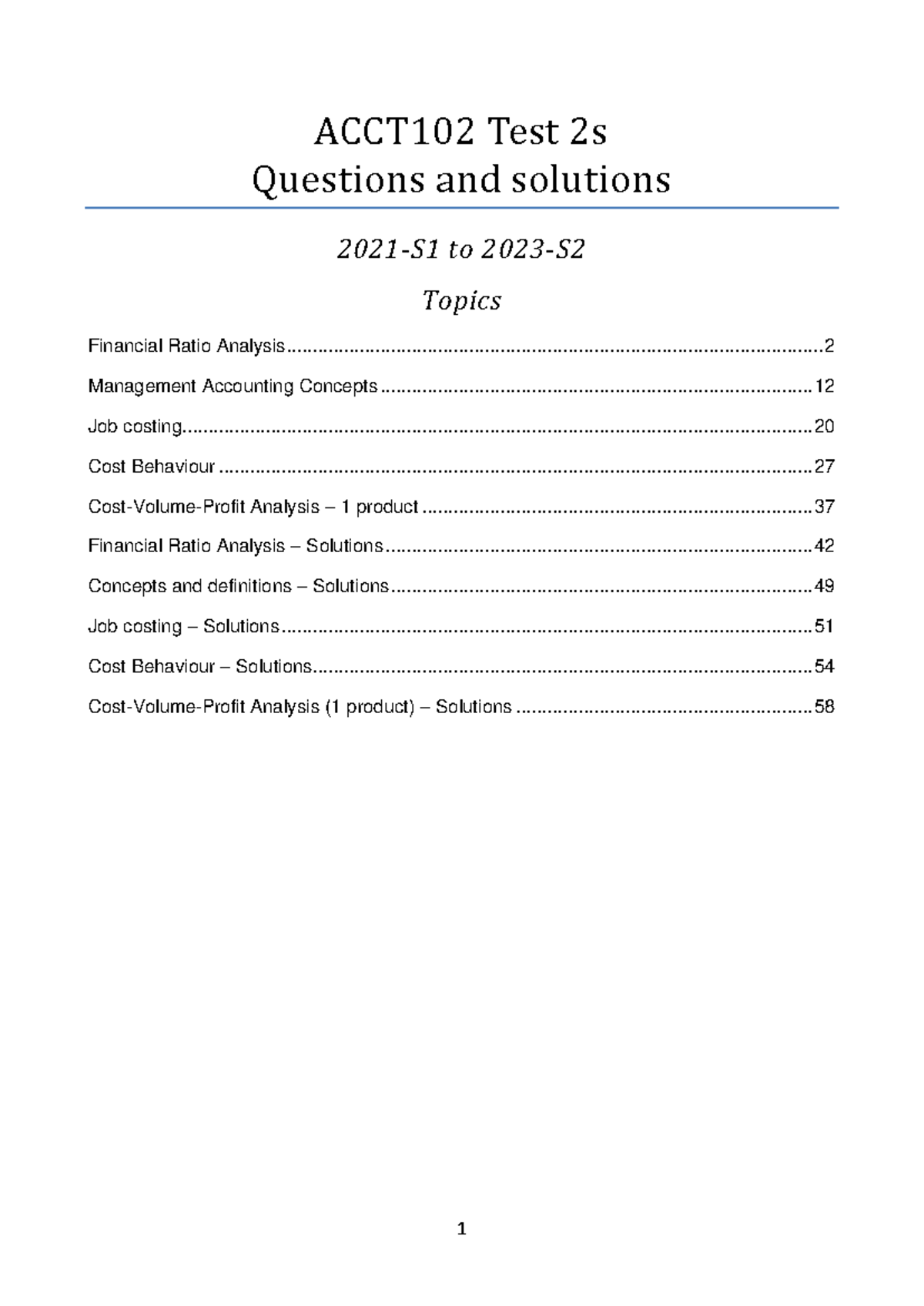 ACCT102 Previous Test 2s QA 2021-S1 to 2023-S2 - ACCT 102 Test 2s 2021 ...