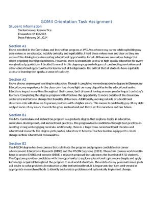 Orientation Performance Assessment - McMillian, Trenton ORA Performance ...