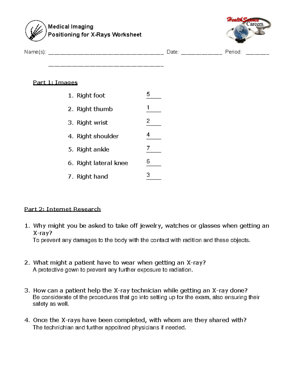 D3 Positioning for X-Rays Worksheet - Name(s ...