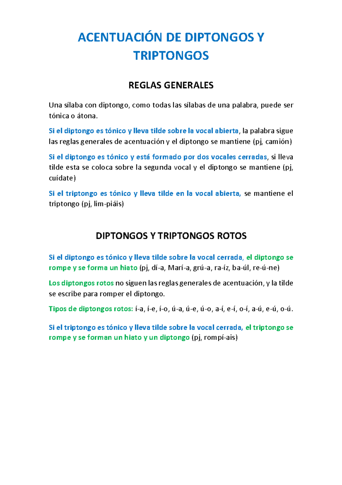 5.Acentuación de diptongos y triptongos-Teoría - ACENTUACIÓN DE ...