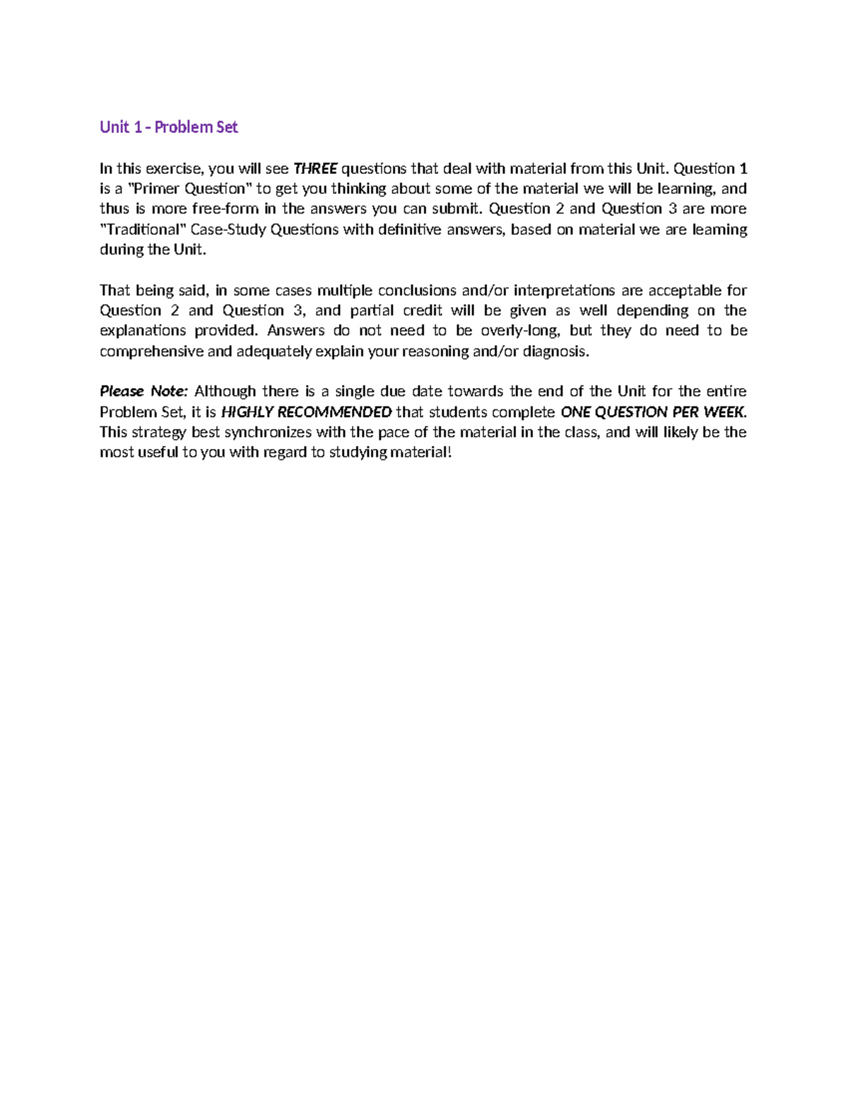 Unit 1 Problem Set Unit 1 Problem Set In This Exercise You Will See Three Questions That 