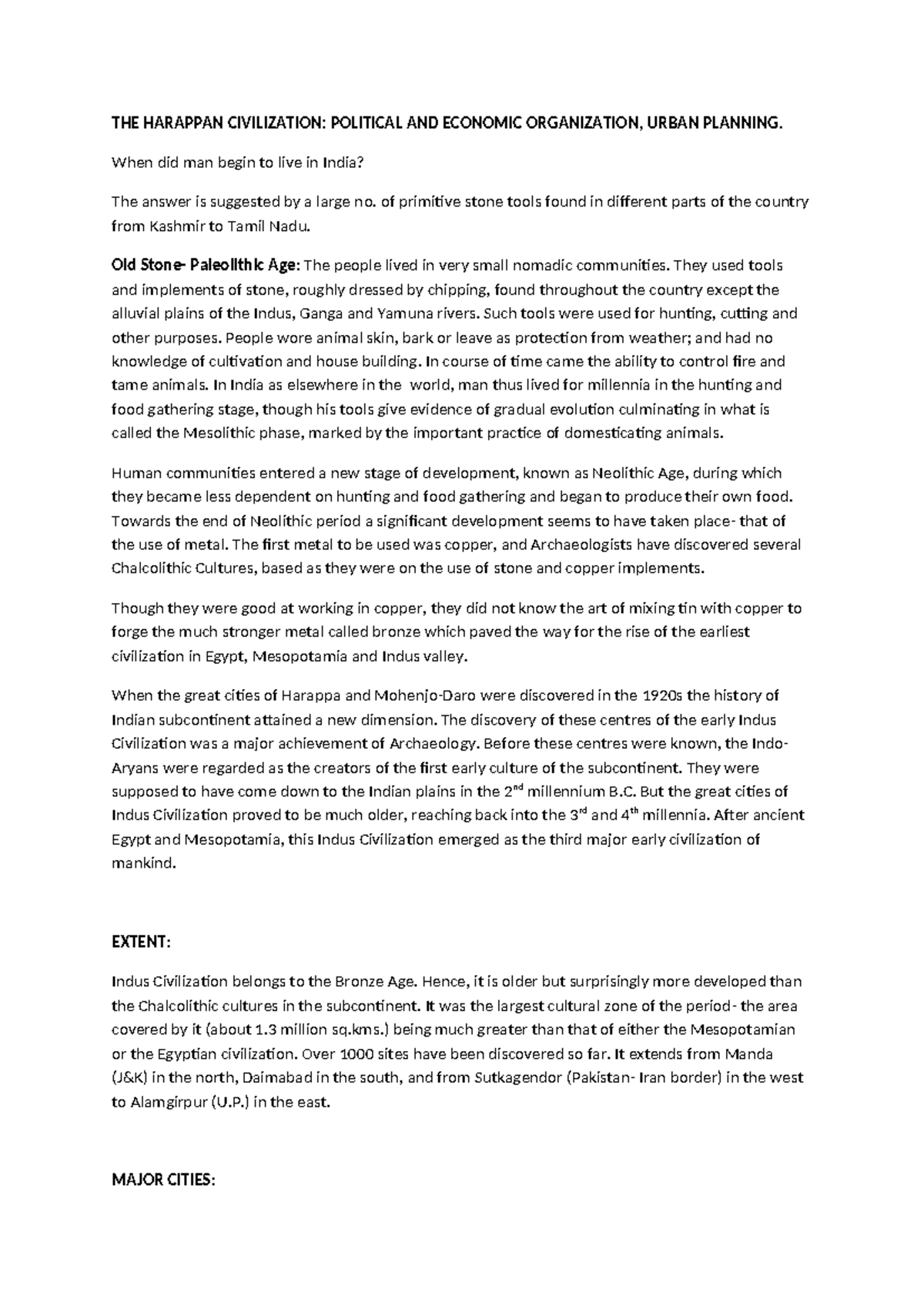 1. Harappa - Module 1 notes - THE HARAPPAN CIVILIZATION: POLITICAL AND ...