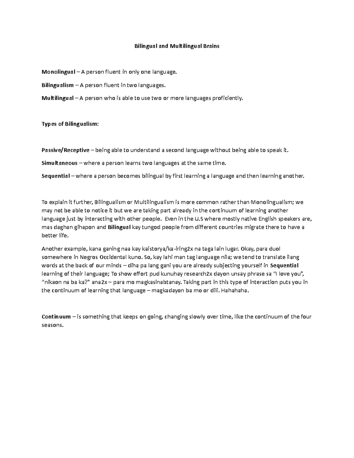 Bilingual and Multilingual Brains - Bilingual and Multilingual Brains ...