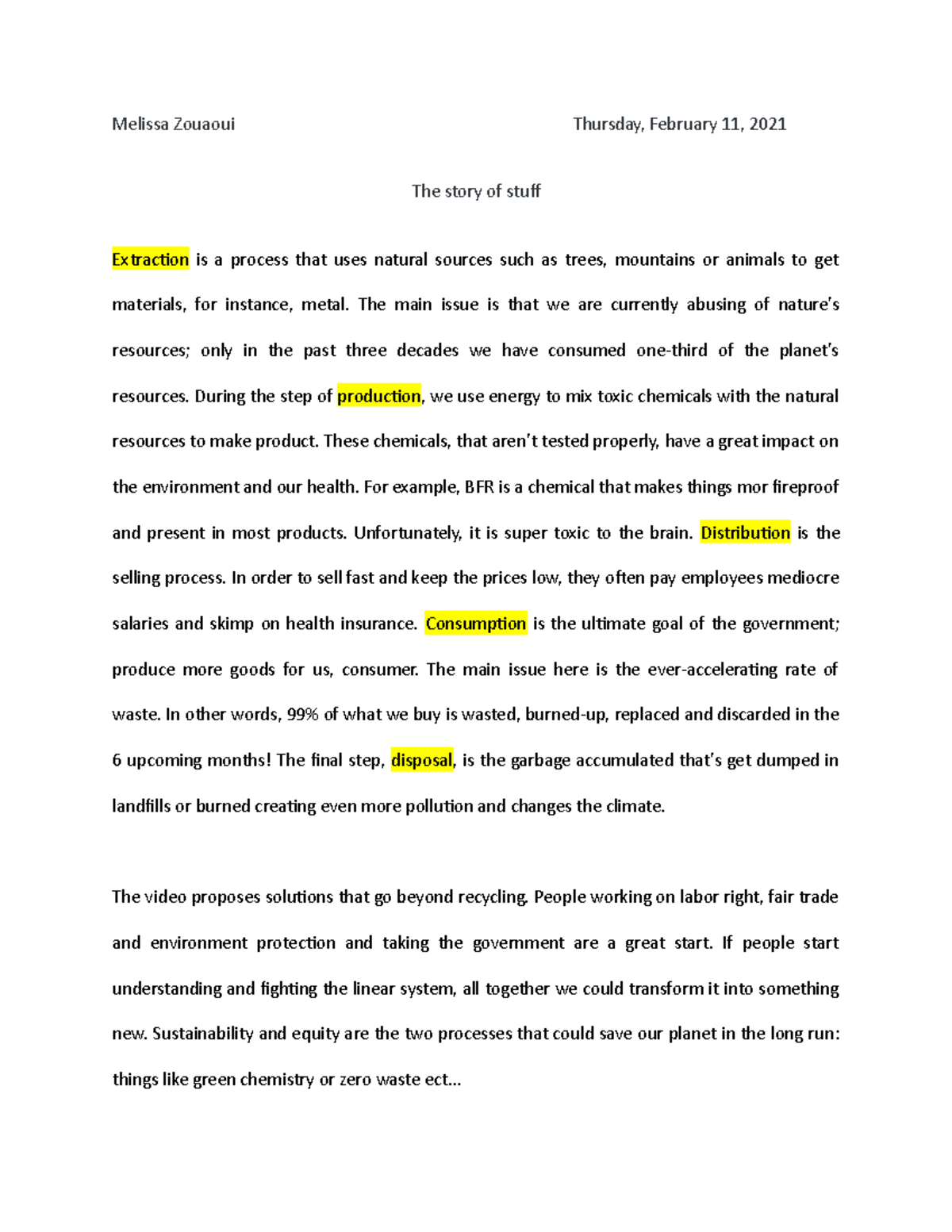 The story of stuff - The 5 linear steps explained - Melissa Zouaoui ...