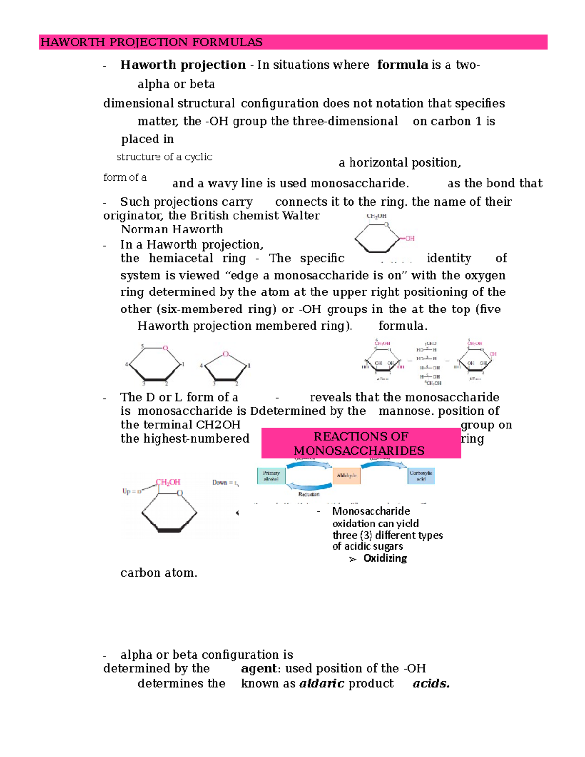 Haworth Projection Formulas - HAWORTH PROJECTION FORMULAS Haworth ...