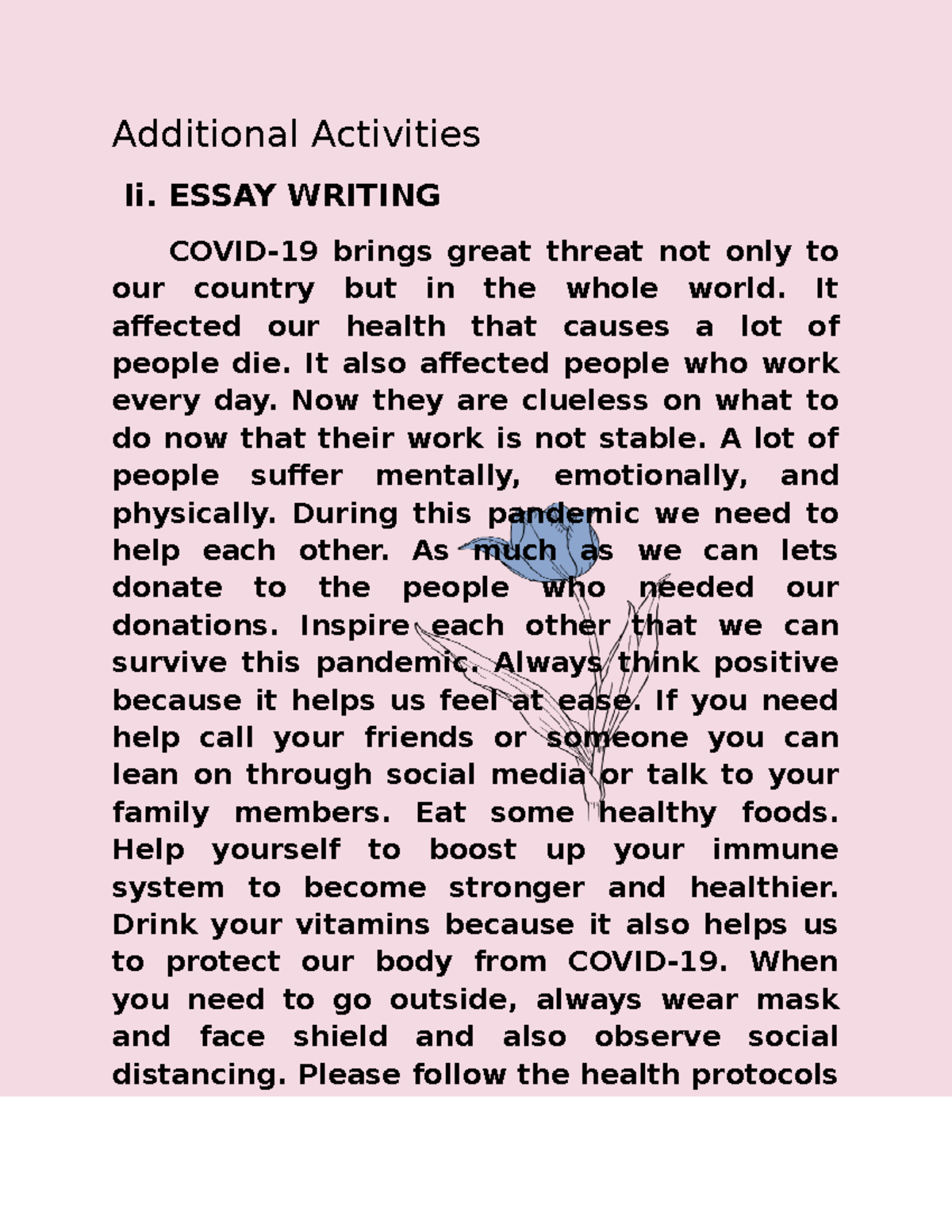 COVID 19 outbreak what are we going to do? - Additional Activities Ii ...