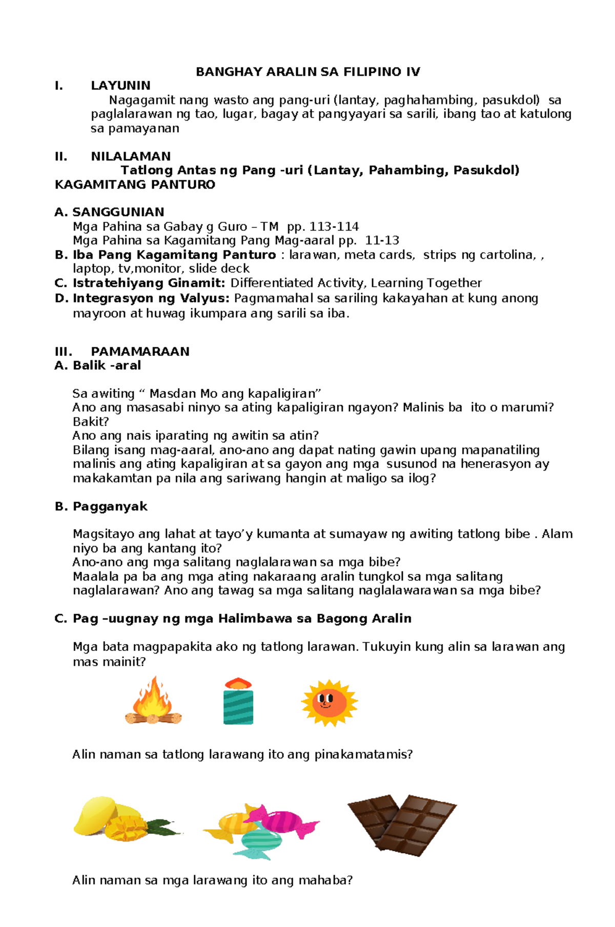 DLP Filipino 2ND Quarter - Kaantaasan NG PANG-URI - BANGHAY ARALIN SA FILIPINO IV I. LAYUNIN ...