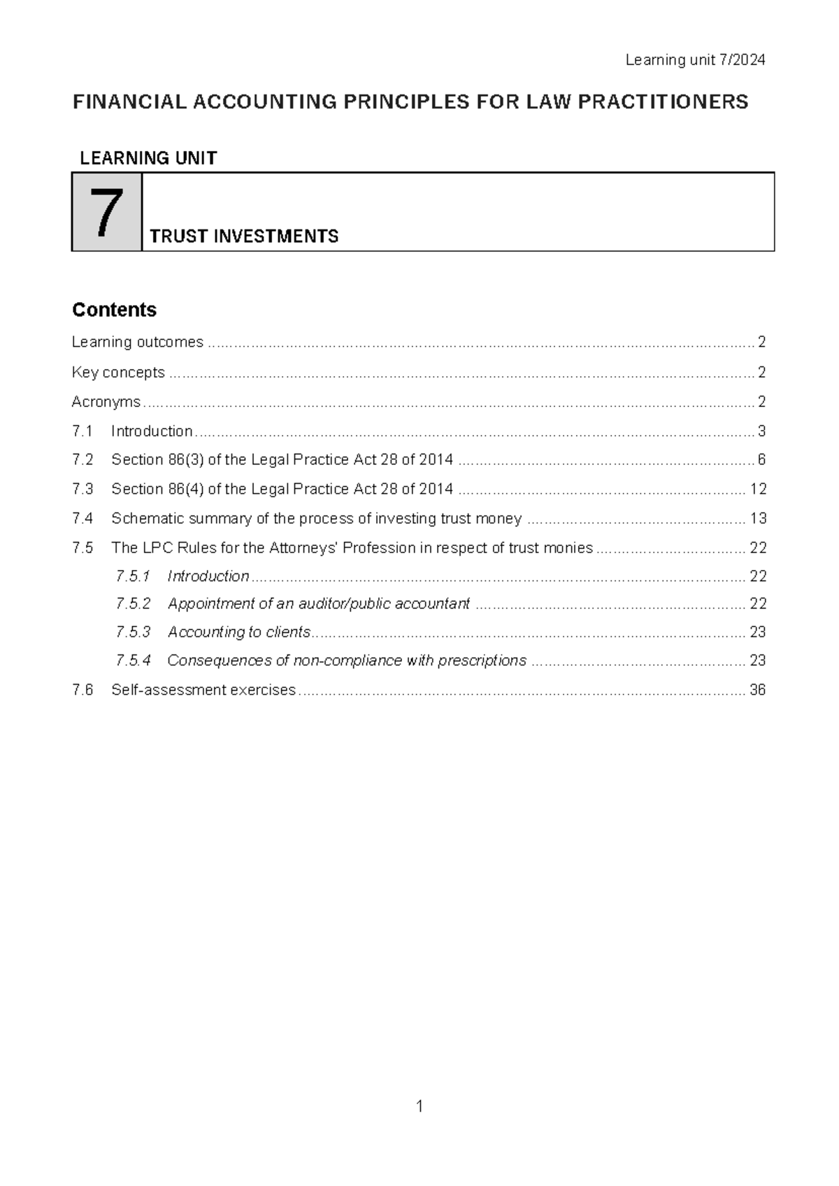 FAC1503 2024 Learning unit 7 (updated) - FINANCIAL ACCOUNTING PRINCIPLES FOR LAW PRACTITIONERS ...