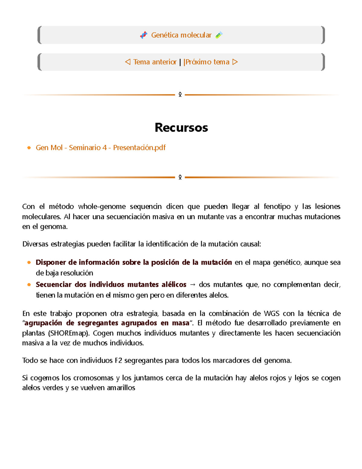 Gen Mol - Seminario 4 - C.elegans Mutant Identification with a One-Step ...