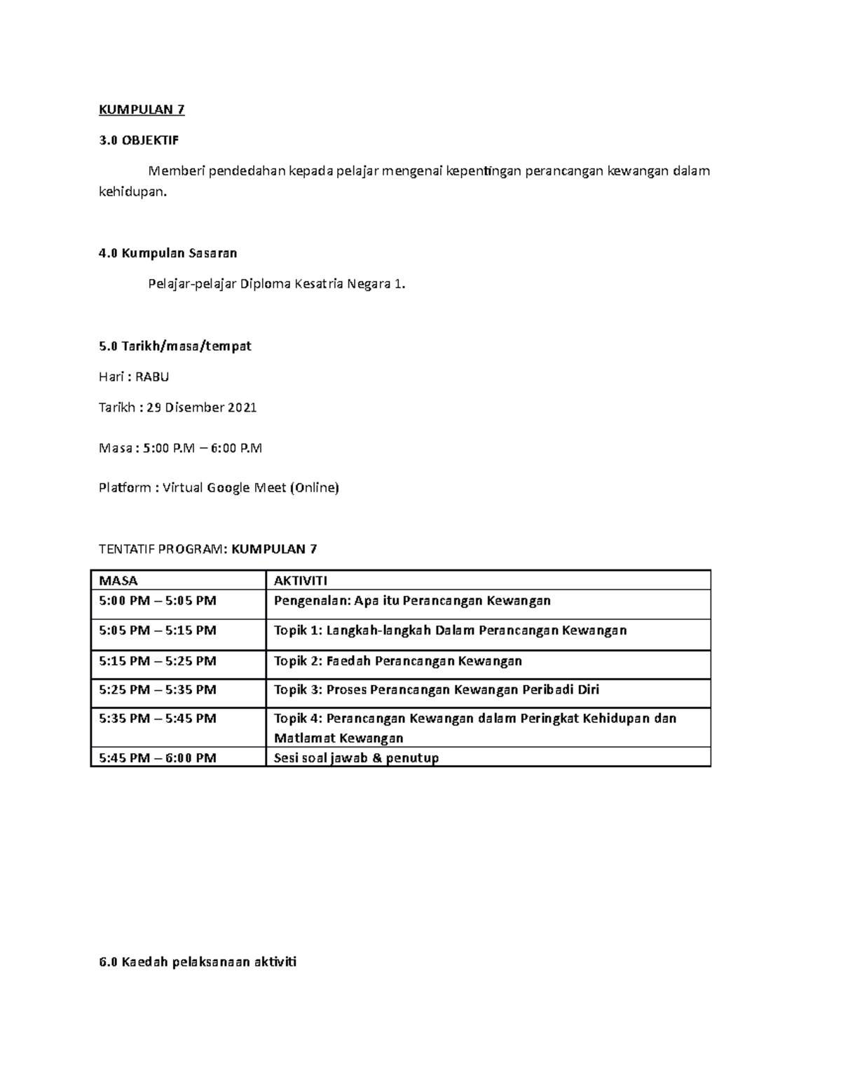 KPA235-KUMP 1 - assignment - KUMPULAN 7 3 OBJEKTIF Memberi pendedahan ...