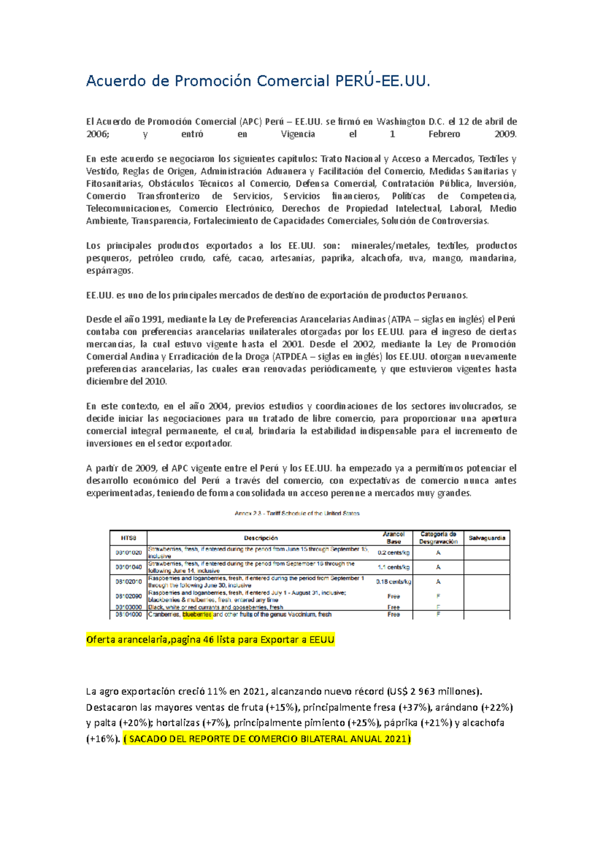 Acuerdo de Promoción Comercial PERÚ - El Acuerdo de Promoción Comercial ...