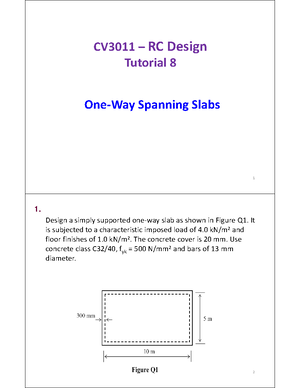 CV3011 Quiz 1 Cheat Sheet (to dist) - Design Loads Gk = permanent load ...