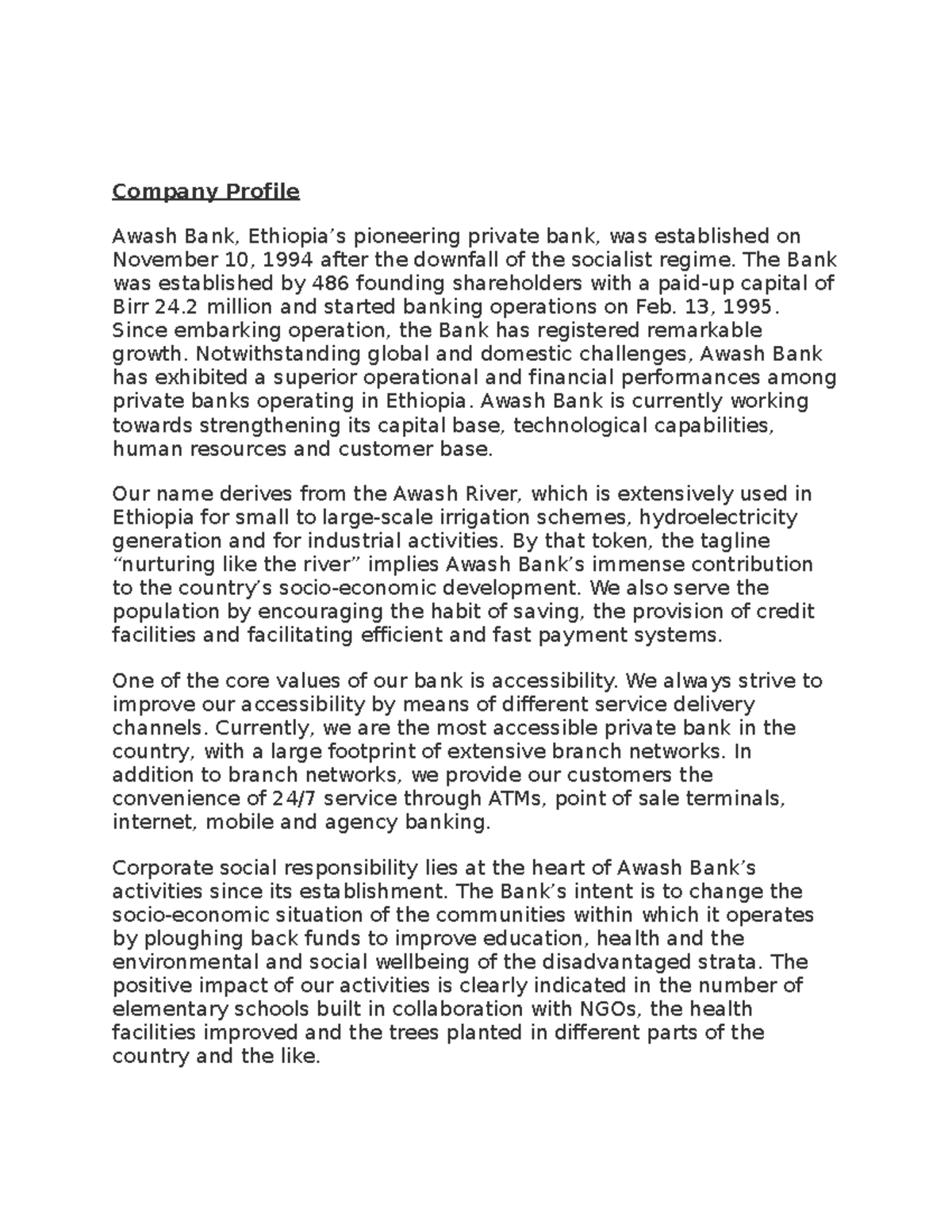 Awash Bank - Company Profile Awash Bank, Ethiopia’s pioneering private ...