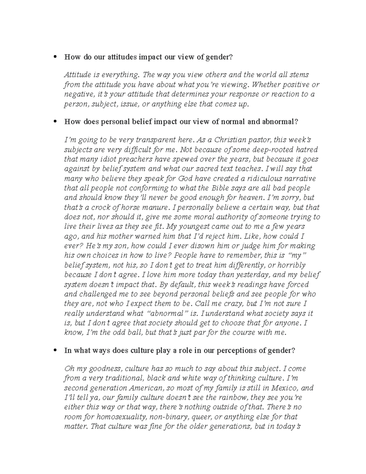 PSY215 4 - Module 4 discussion post - How do our attitudes impact our ...