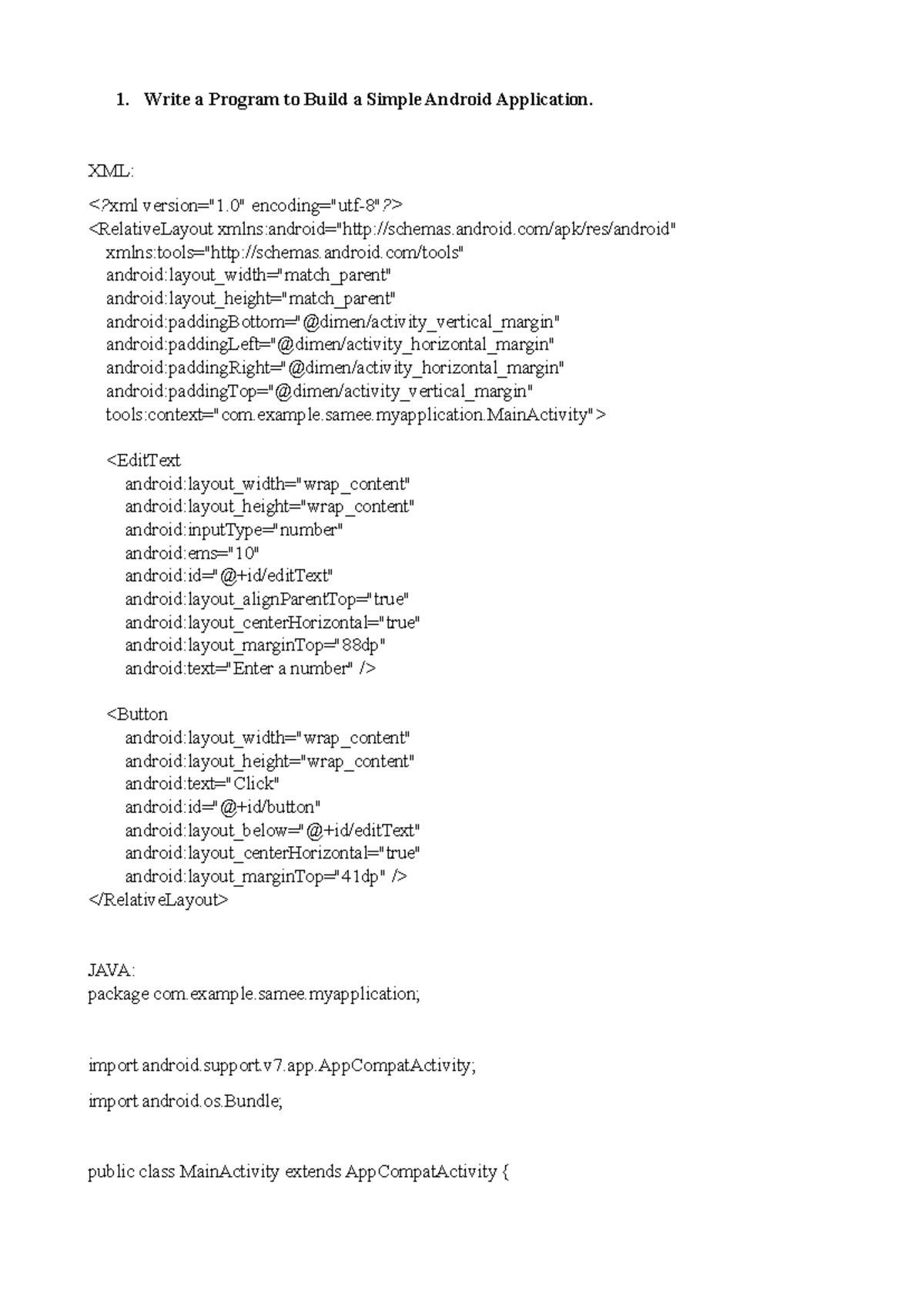 Android Practical - Write a Program to Build a Simple Android ...