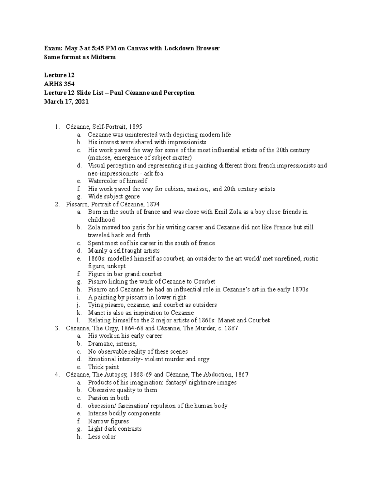 Impressionism Notes - Exam: May 3 at 5;45 PM on Canvas with Lockdown ...