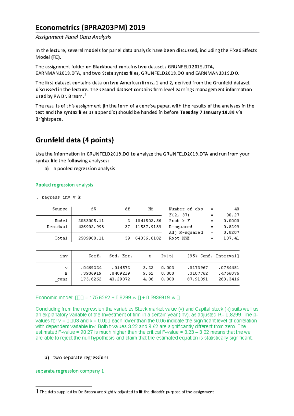 Panal data - Econometrics (BPRA203PM) 2019 Assignment Panel Data ...