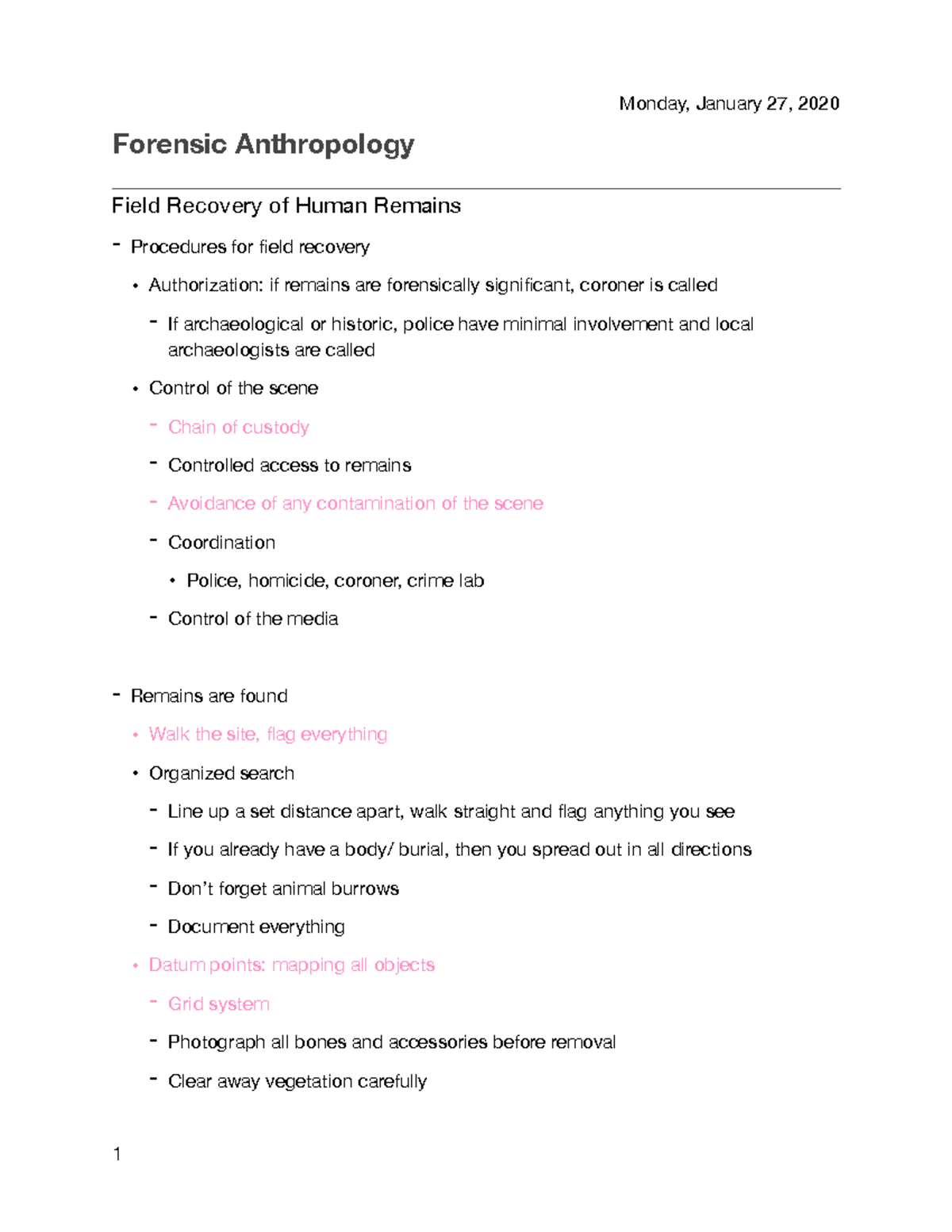 Field Recovery of Human Remains - Forensic Anthropology Field Recovery ...