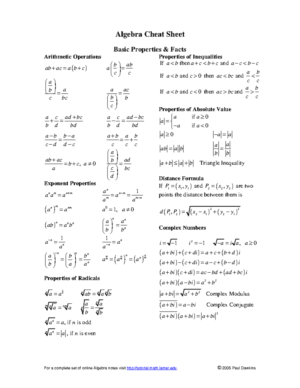 Algebra - handig - For a complete set of online Algebra notes visit ...