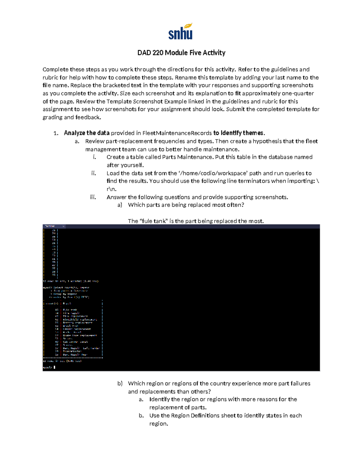 DAD 220 Module Five Activity - DAD 220 Module Five Activity Complete these steps as you work ...