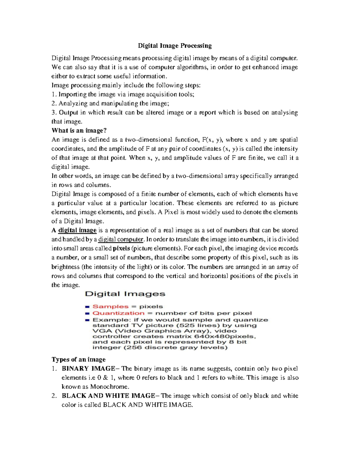 Unit 1 of Digital Image Processing - Digital Image Processing Digital ...