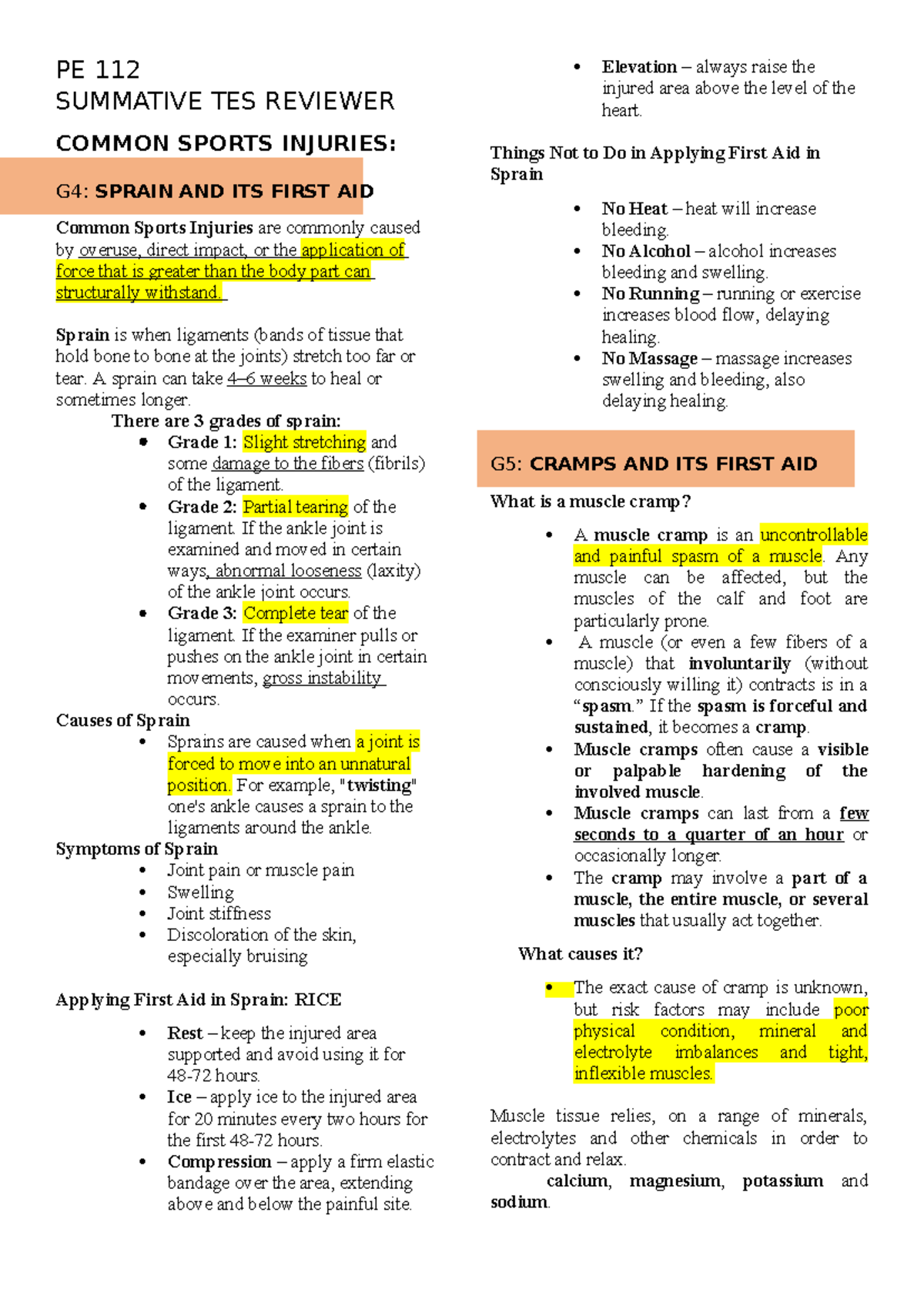 PE-112 Reviewer - akdks - PE 112 SUMMATIVE TES REVIEWER COMMON SPORTS ...