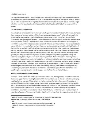 LEIN Take Home Exam - Exam prep for legal interpretation - Student Name ...