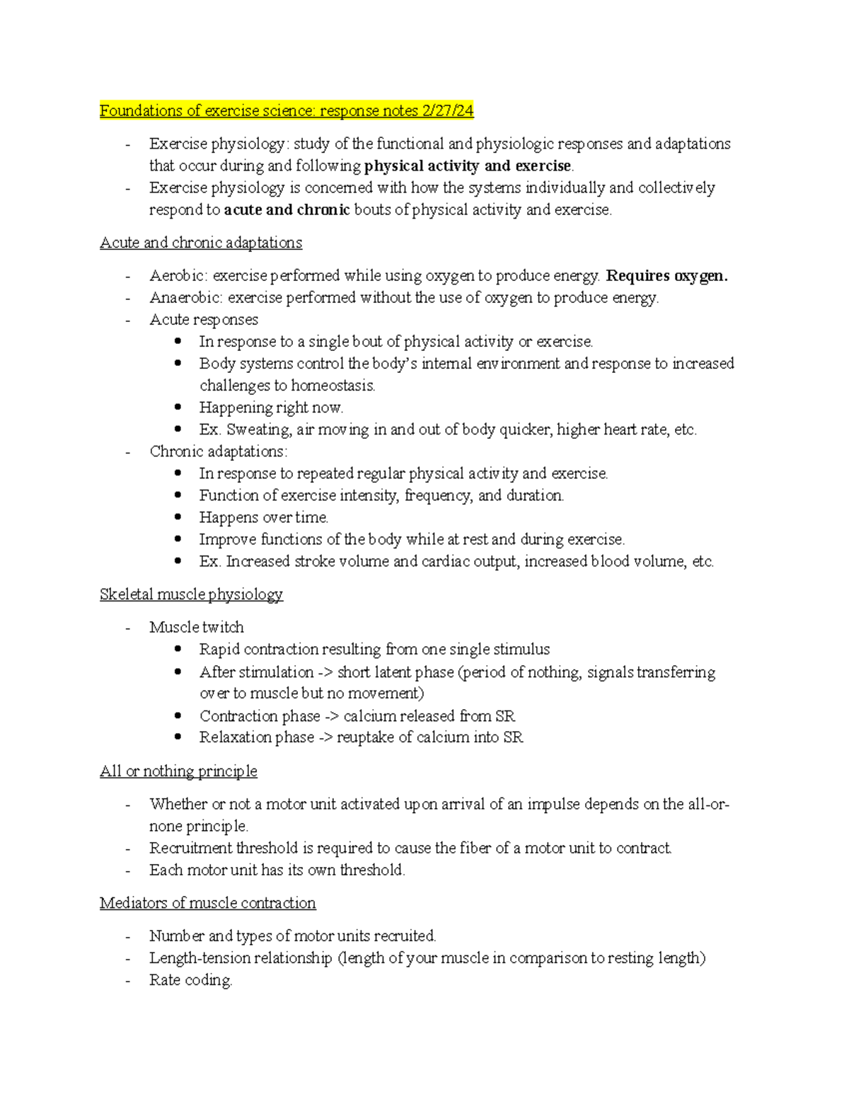 Foundations - Help - Foundations of exercise science: response notes 2 ...
