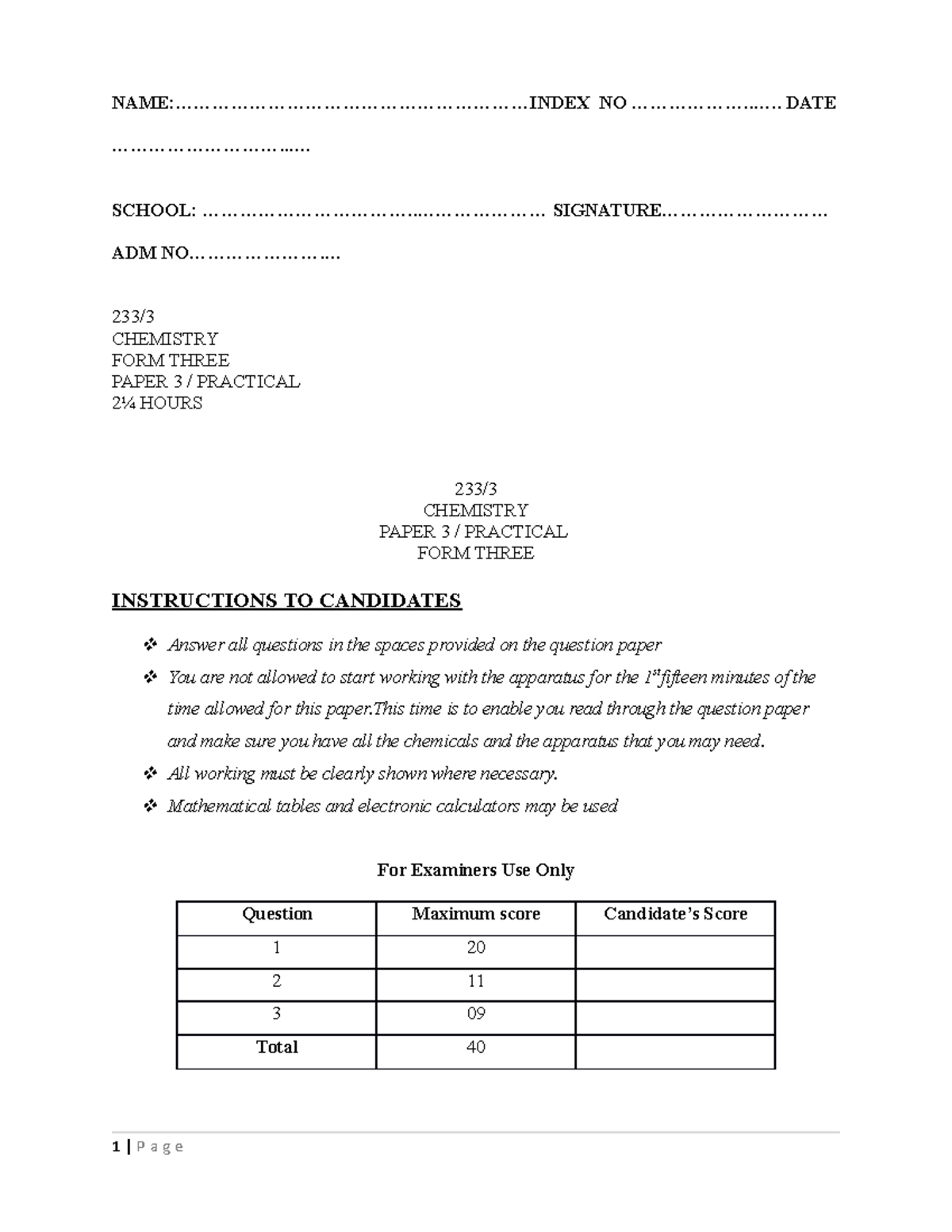 Chemistry PP3 QSTN F3 2021 TERM 3 - NAME
