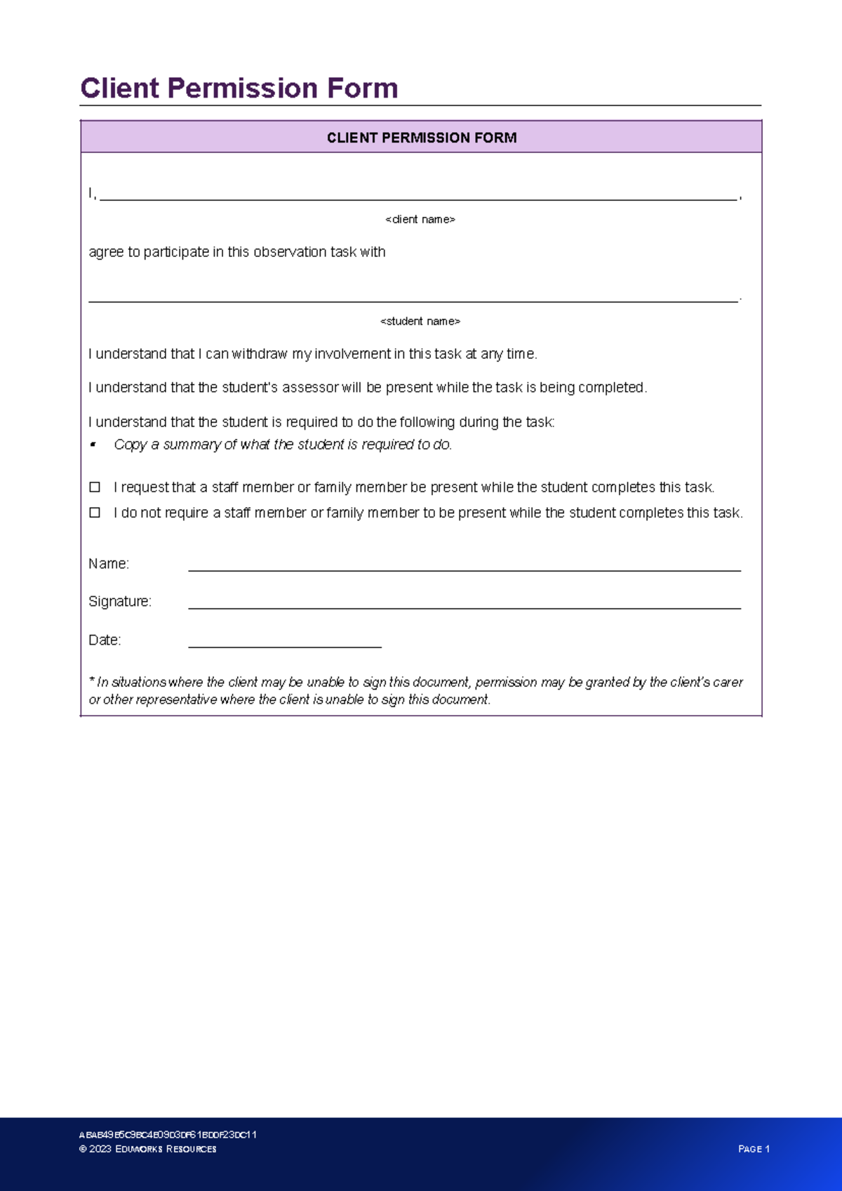 Work in Disability - SD Client Permission Form V2.0 (ID 202287) - ABAB ...