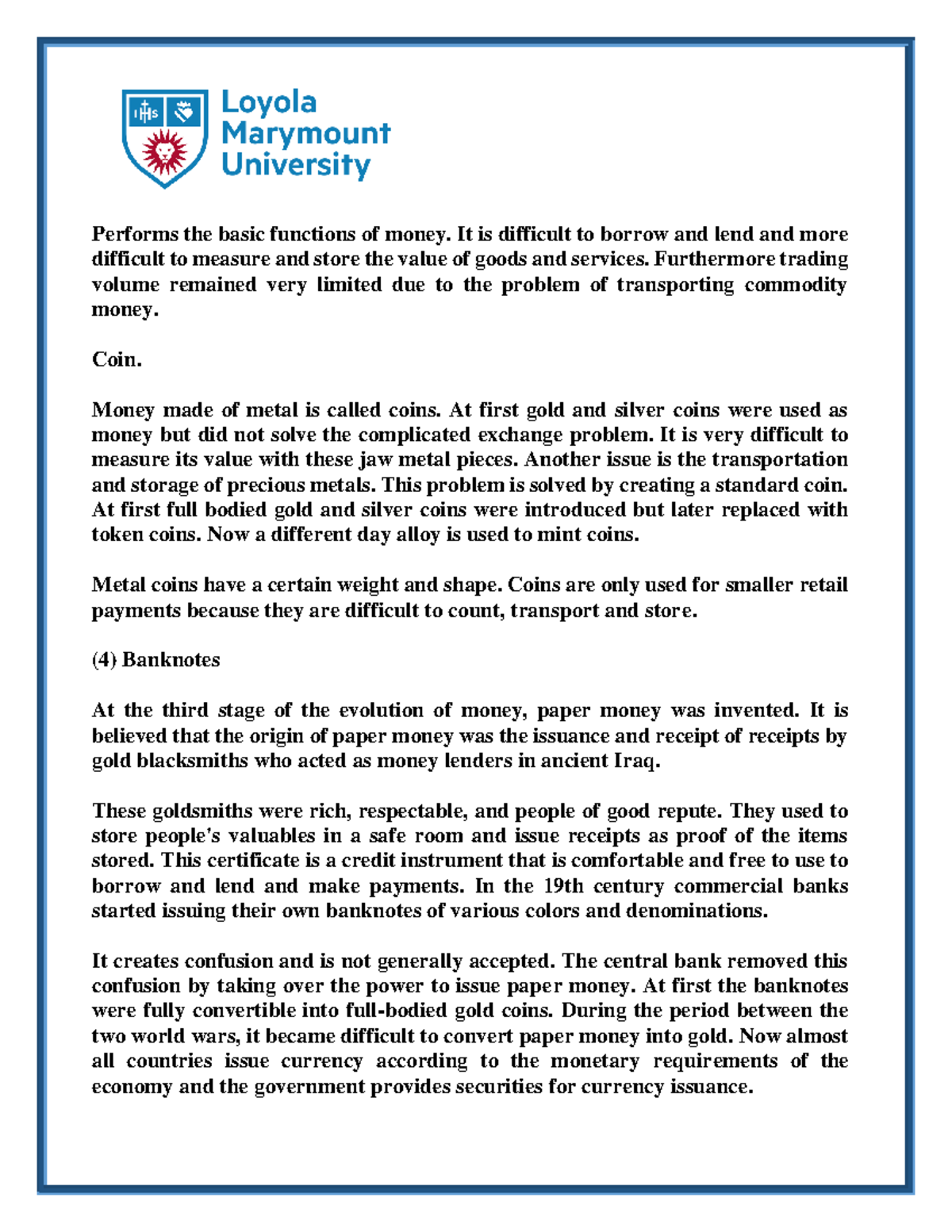 Document Material of Degree University in loyola marymount United ...