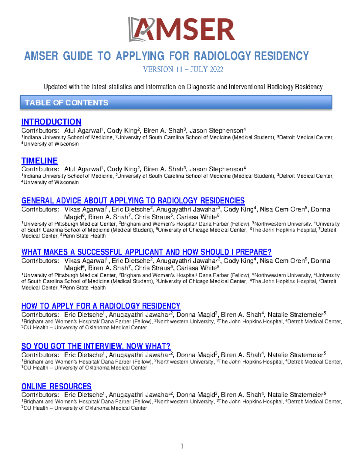 Amser Guide Version 11 - AMSER GUIDE TO APPLYING FOR RADIOLOGY ...