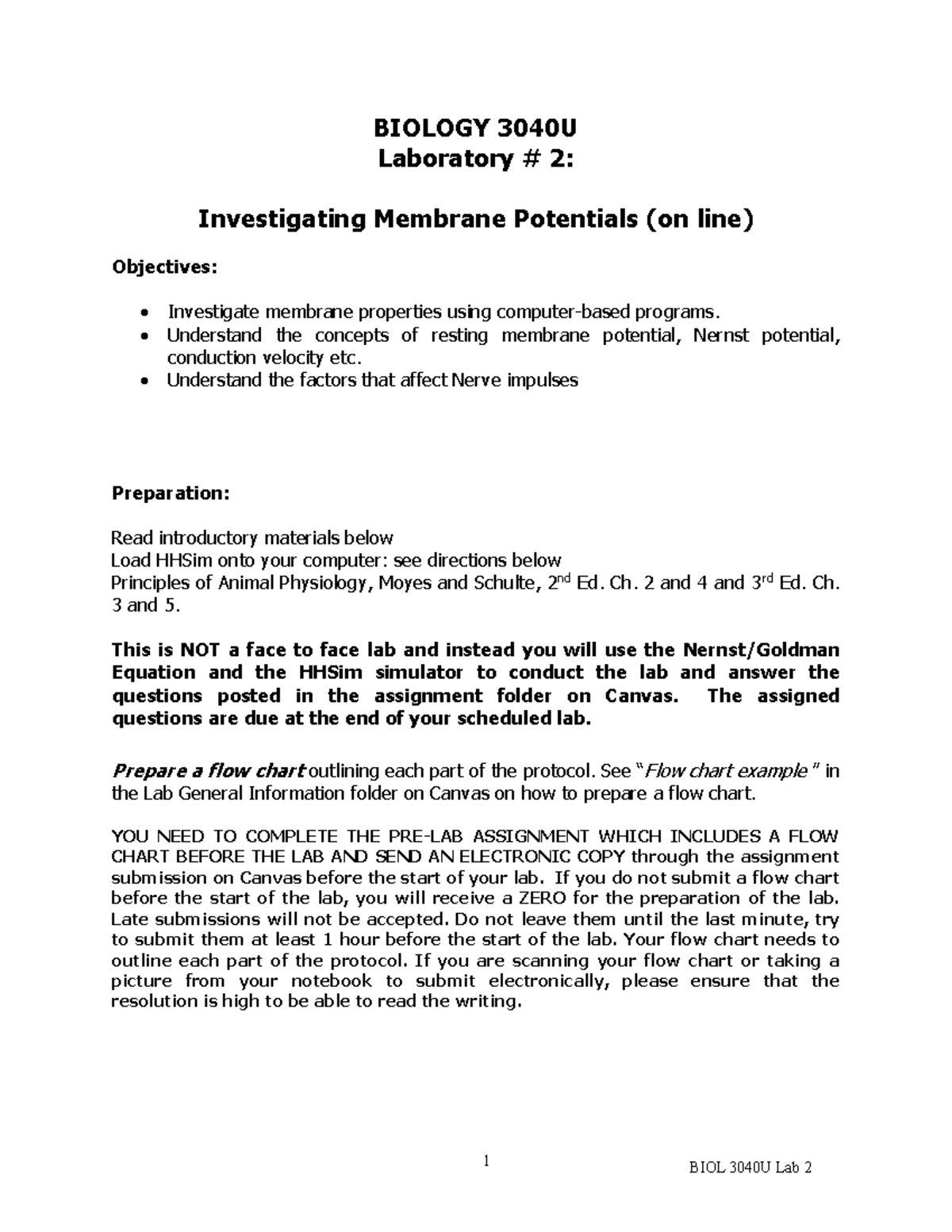 Lab 2 Investigating Membrane Potentials 2021v2 - BIOLOGY 3040U Laboratory # 2: Investigating ...