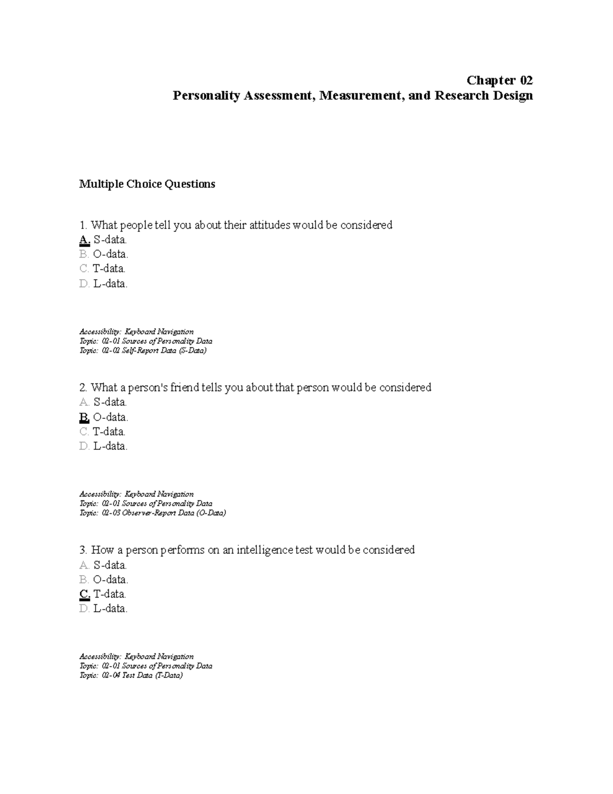Psych 2550 introductin to personality psychology chapter 2 test bank ...