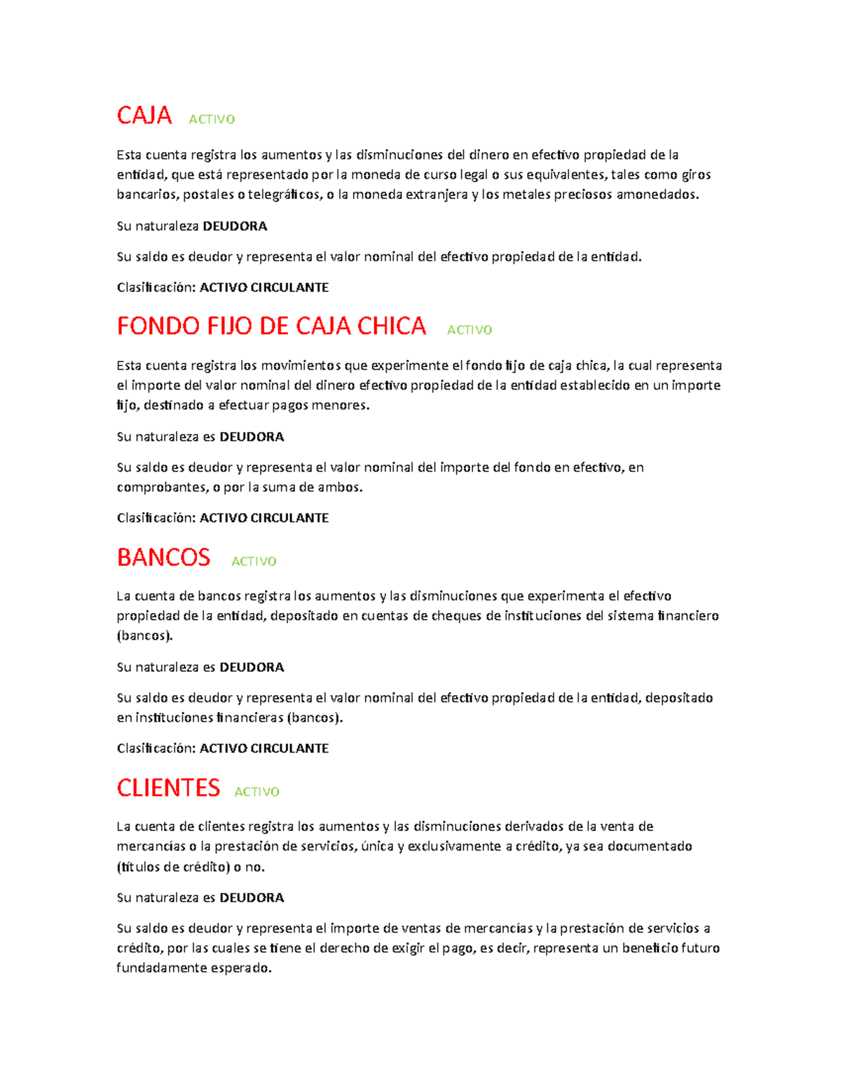 Cuentas DE CONTABILIDAD EXPLICADAS PASO A PASO - CAJA ACTIVO Esta ...